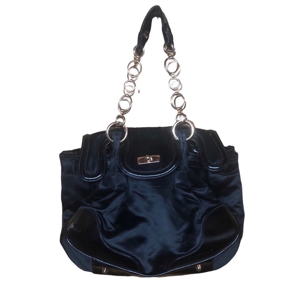 Moschino | Bags | Patent Leather Gold Chain Strap Metal Twist Closure ...